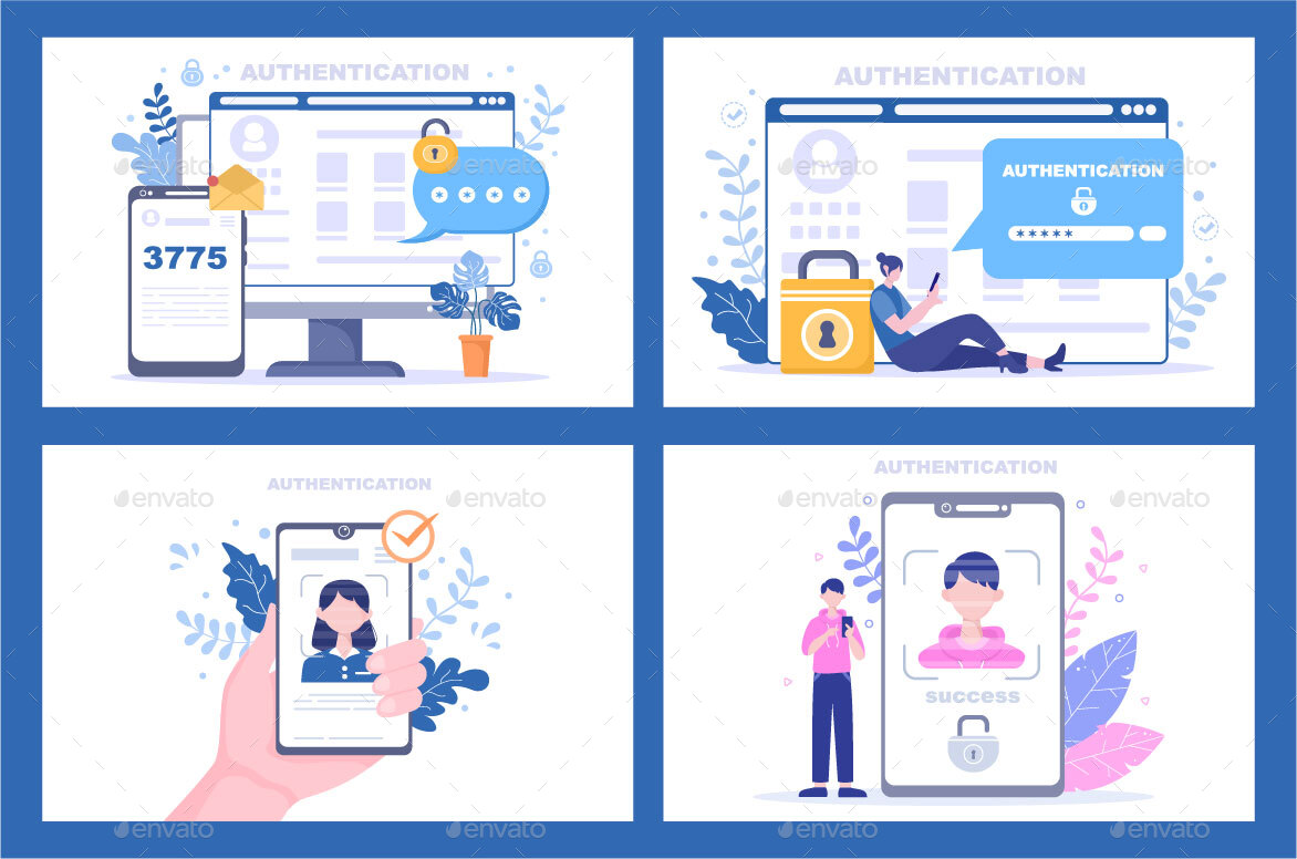 15 Authentication Security Flat Illustration, Vectors | GraphicRiver